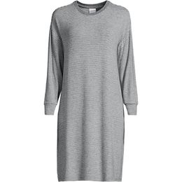 LANDS' END Silky Knit Nachthemd Gestreift f&uuml;r Damen in Plus-Gr&ouml;&szlig;e, Damen, size: plus, Grau, Polyester/Viskose/Polyester-Mischung, by Lands' End