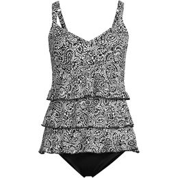 LANDS' END Badeanzug mit Volants, leicht figurstraffend f&uuml;r Damen, Damen, size: regular, Schwarz, Nylon-Mischung, by Lands' End
