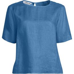 LANDS' END Premium Reinleinen-Schlupfbluse f&uuml;r Damen, Damen, size: regular, Blau, by Lands' End