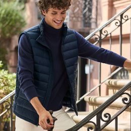 LANDS' END Ultraleichte verstaubare Wanderweight-Daunenweste f&uuml;r Herren, Herren, size: regular, Blau, Polyester/Nylon/Daunen, by Lands' End