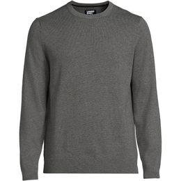 LANDS' END Rundhals-Pullover aus Baumwoll-Feinstrick f&uuml;r Herren, Herren, size: regular, Grau, Baumwolle, by Lands' End