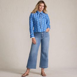 LANDS' END Recover Culotte-Jeans High Waist, Damen, size: regular, Blau, Baumwolle/Elasthan, by Lands' End