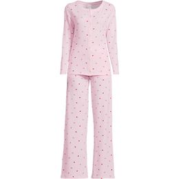 LANDS' END Gemustertes Pyjama-Set f&uuml;r Damen, Damen, size: regular, Pink, Polyester/Viskose/Polyester-Mischung, by Lands' End