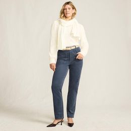 LANDS' END Rail Straight Feincordhose High Waist f&uuml;r Damen in Petite-Gr&ouml;&szlig;e, Damen, size: petite, Blau, Elasthan/Baumwoll-Mischung, by Lands' End