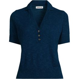 LANDS' END Polopullover mit kurzen &Auml;rmeln f&uuml;r Damen, Damen, size: regular, Blau, Polyacryl/Baumwoll-Mischung, by Lands' End