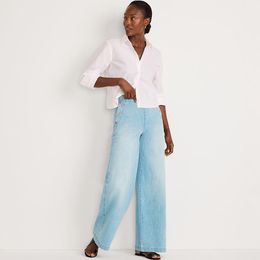LANDS' END Soft Denim Matrosenjeans mit extraweitem Bein High Waist f&uuml;r Damen, Damen, size: regular, Blau, Elasthan/Polyester-Mischung, by Lands' End