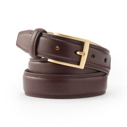 LANDS' END Klassischer G&uuml;rtel aus Handschuh-Leder f&uuml;r Herren, Herren, size: regular, Braun, Leder/Messing, by Lands' End