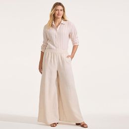 LANDS' END Premium Reinleinen-Palazzohose f&uuml;r Damen in Petite-Gr&ouml;&szlig;e, Damen, size: petite, Elfenbein, Leinen, by Lands' End