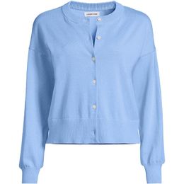 LANDS' END Kurzer Feinstrick-Cardigan aus Baumwolle f&uuml;r Damen, Damen, size: regular, Blau, Baumwolle, by Lands' End