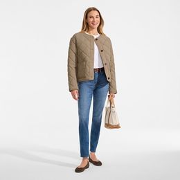 LANDS' END Kragenlose FeatherFree&trade; Steppjacke in Petite-Gr&ouml;&szlig;e, Damen, size: petite, Beige, Nylon, by Lands' End