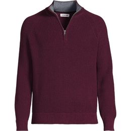 LANDS' END DRIFTER Pullover mit Rei&szlig;verschluss, Herren, size: regular, Rot, Baumwolle, by Lands' End