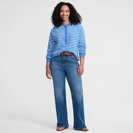 LANDS' END Soft Denim Schlagjeans High Waist, Damen, size: regular, Blau, Elasthan/Baumwoll-Mischung, by Lands' End
