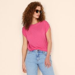 LANDS' END Shirt aus Leinenmix mit U-Boot-Ausschnitt f&uuml;r Damen, Damen, size: regular, Pink, Leinen/Viskose, by Lands' End