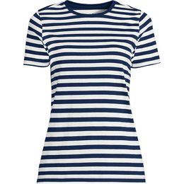 LANDS' END Supima Kurzarm-Shirt mit rundem Ausschnitt f&uuml;r Damen, Damen, size: regular, Blau, Baumwolle, by Lands' End