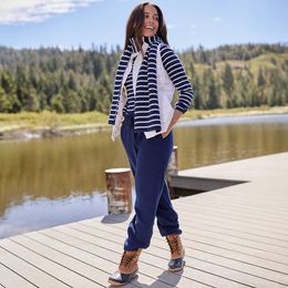 LANDS' END Serious Sweats Jogginghose, Damen, size: regular, Blau, Baumwoll-Mischung/Polyester-Mischung, by Lands' End