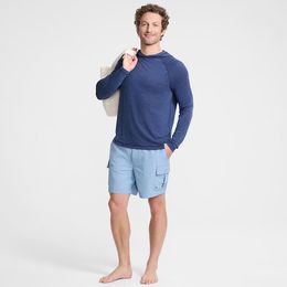 LANDS' END Schnelltrocknende UPF 50 Cargo-Badeshorts f&uuml;r Herren, 18 cm, Herren, size: regular, Blau, Elasthan/Polyester-Mischung, by Lands' End