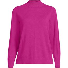 LANDS' END Stehkragenpullover mit &Auml;rmelkn&ouml;pfen f&uuml;r Damen in Petite-Gr&ouml;&szlig;e, Damen, size: petite, Pink, by Lands' End