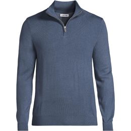 LANDS' END CashTouch Feinstrick-Pullover mit Rei&szlig;verschluss f&uuml;r Herren, Herren, size: regular, Blau, Polyester, by Lands' End