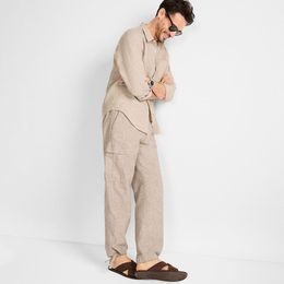 Leinenmix-Cargohose f&uuml;r Herren, Herren, size: regular, Braun, Leinen/Baumwoll-Mischung, by Lands' End