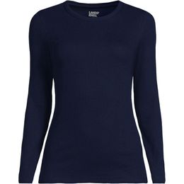 LANDS' END Langarmshirt aus mikrofeinem Baumwollripp f&uuml;r Damen in Plus-Gr&ouml;&szlig;e, Damen, size: plus, Blau, Baumwolle/Elasthan, by Lands' End