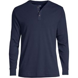 LANDS' END Henley-Schlafshirt f&uuml;r Herren, Herren, size: regular, Blau, Baumwolle, by Lands' End