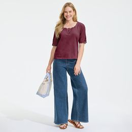 LANDS' END Recover Jeans High Waist mit extraweitem Bein f&uuml;r Damen, Damen, size: regular, Blau, Elasthan/Baumwoll-Mischung/Polyester-Mischung, by Lands' End