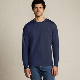 LANDS' END Super-T Langarm-Shirt f&uuml;r Herren, Classic Fit, Herren, size: regular, Blau, Baumwolle, by Lands' End