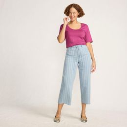 LANDS' END Gemusterte 7/8-Jeans mit weitem Bein High Waist in Petite-Gr&ouml;&szlig;e, Damen, size: petite, Blau, by Lands' End