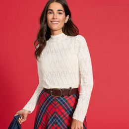 Spitzenshirt mit Stehkragen f&uuml;r Damen, Damen, size: regular, Elfenbein, Elasthan/Nylon-Mischung, by Lands' End