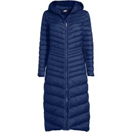 LANDS' END Ultraleichter Maxi-Daunenmantel mit Kapuze WANDERWEIGHT f&uuml;r Damen, Damen, size: regular, Blau, Nylon/Daunen, by Lands' End