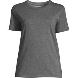 LANDS' END Supima Kurzarm-Shirt mit rundem Ausschnitt f&uuml;r Damen, Damen, size: regular, Grau, Baumwolle, by Lands' End