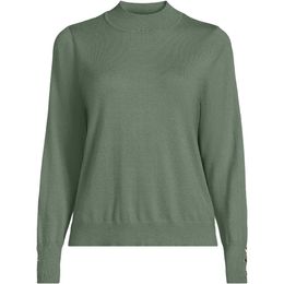 LANDS' END Stehkragenpullover mit &Auml;rmelkn&ouml;pfen f&uuml;r Damen, Damen, size: regular, Gr&uuml;n, Polyester/Nylon/Viskose, by Lands' End