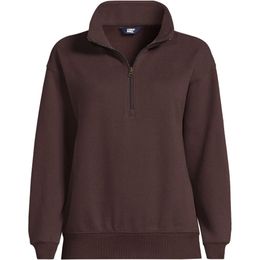 LANDS' END Serious Sweats Pullover mit Rei&szlig;verschluss f&uuml;r Damen in Plus-Gr&ouml;&szlig;e, Damen, size: plus, Braun, Baumwoll-Mischung/Polyester-Mischung, by Lands' End