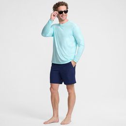 LANDS' END Langarm-Badeshirt f&uuml;r Herren, Herren, size: regular, Blau, by Lands' End