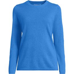 LANDS' END Kaschmir-Pullover mit rundem Ausschnitt, Damen, size: regular, Blau, Kaschmir, by Lands' End