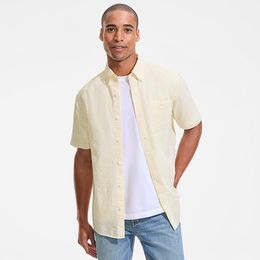 Seersucker-Kurzarmhemd f&uuml;r Herren, Classic Fit, Tall, Herren, size: tall, Gelb, Baumwolle, by Lands' End