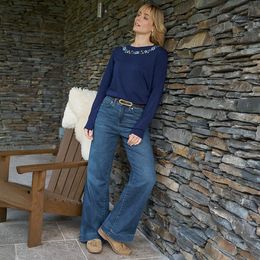 LANDS' END All-Day CoolMax Jeans Mid Waist mit weitem Bein in Petite-Gr&ouml;&szlig;e, Damen, size: petite, Blau, by Lands' End