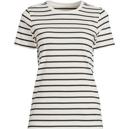 LANDS' END Supima Kurzarm-Shirt mit rundem Ausschnitt f&uuml;r Damen, Damen, size: regular, Elfenbein, Baumwolle, by Lands' End