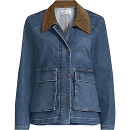 LANDS' END Jeansjacke mit Cordkragen f&uuml;r Damen in Plus-Gr&ouml;&szlig;e, Damen, size: plus, Blau, Elasthan/Baumwoll-Mischung/Polyester-Mischung, by Lands' End