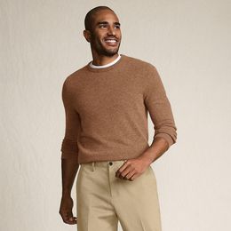 LANDS' END Kaschmirpullover mit rundem Ausschnitt, Herren, size: regular, Braun, Kaschmir, by Lands' End