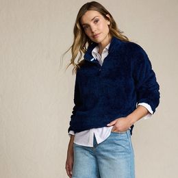 LANDS' END Pl&uuml;schfleece-Pullover mit Rei&szlig;verschluss f&uuml;r Damen in Petite-Gr&ouml;&szlig;e, Damen, size: petite, Blau, Polyester, by Lands' End