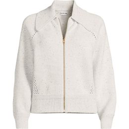 LANDS' END Baumwoll-Zippercardigan mit gro&szlig;em Kragen DRIFTER f&uuml;r Damen, Damen, size: regular, Grau, Baumwolle, by Lands' End