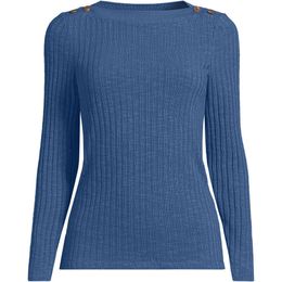 LANDS' END Rippstrick-Shirt mit U-Boot-Ausschnitt f&uuml;r Damen in Plus-Gr&ouml;&szlig;e, Damen, size: plus, Blau, Elasthan/Baumwoll-Mischung/Polyester-Mischung, by Lands' End