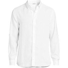 Hemd aus reinem Leinen mit Roll&auml;rmeln f&uuml;r Herren, Herren, size: regular, Wei&szlig;, Leinen, by Lands' End