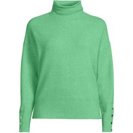 LANDS' END Soft Touch Stehkragenpullover mit &Auml;rmelkn&ouml;pfen f&uuml;r Damen, Damen, size: regular, Gr&uuml;n, Polyacryl/Woll-Mischung/Nylon-Mischung, by Lands' End