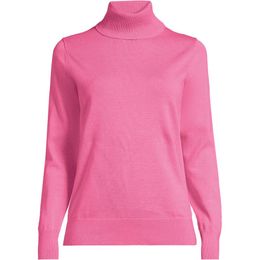 LANDS' END Feinstrick-Rollkragenpullover aus Baumwolle f&uuml;r Damen, Damen, size: regular, Pink, Baumwolle, by Lands' End