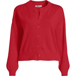 LANDS' END Kurzer Feinstrick-Cardigan aus Baumwolle f&uuml;r Damen in Plus-Gr&ouml;&szlig;e, Damen, size: plus, Rot, Baumwolle, by Lands' End