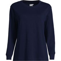 LANDS' END Lang&auml;rmeliges Supima Rundhalsshirt aus Interlock-Baumwolle, Damen, size: regular, Blau, Baumwolle/Elasthan, by Lands' End