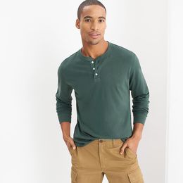 LANDS' END Super-T Langarm-Henleyshirt f&uuml;r Herren, Classic Fit, Herren, size: regular, Gr&uuml;n, Baumwolle, by Lands' End
