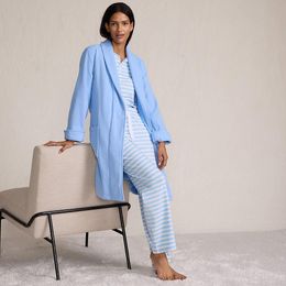 LANDS' END Knielanger Bademantel aus Baumwoll-Frottee f&uuml;r Damen, Damen, size: regular, Blau, Baumwolle, by Lands' End